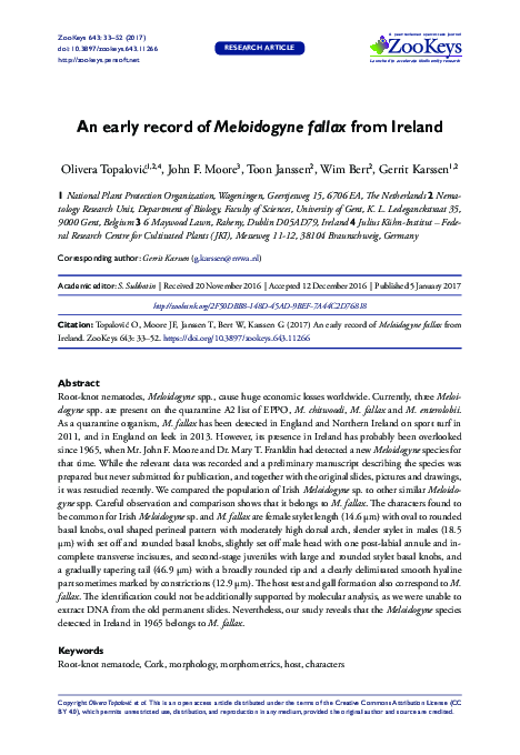 (PDF) An early record of Meloidogyne fallax from Ireland