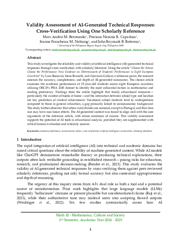 (PDF) Validity Assessment of AI-Generated Technical Responses: Cross ...