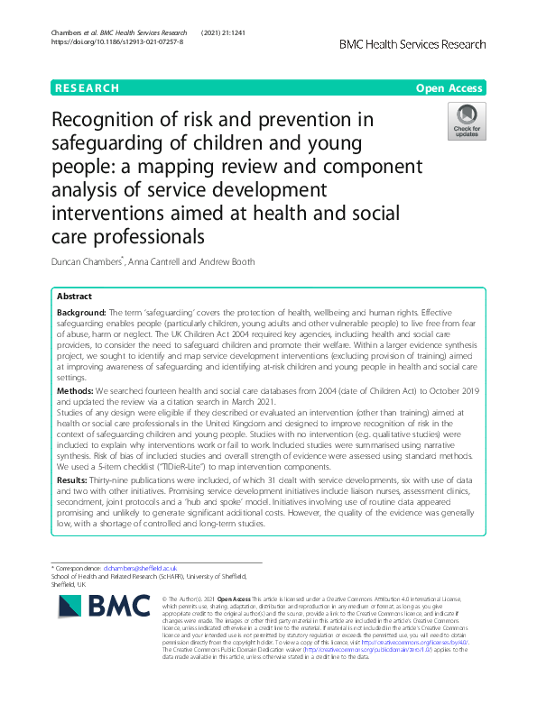 (PDF) Recognition of risk and prevention in safeguarding of children ...