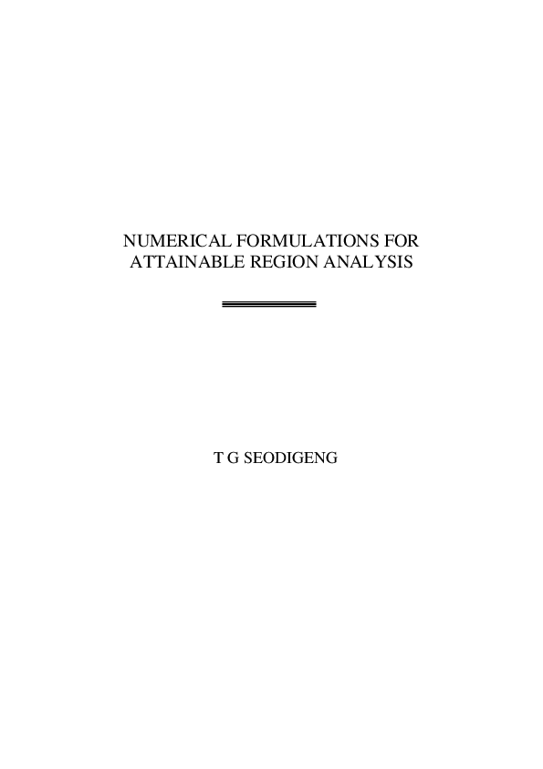 (PDF) Numerical Formulations For Attainable Region Analysis