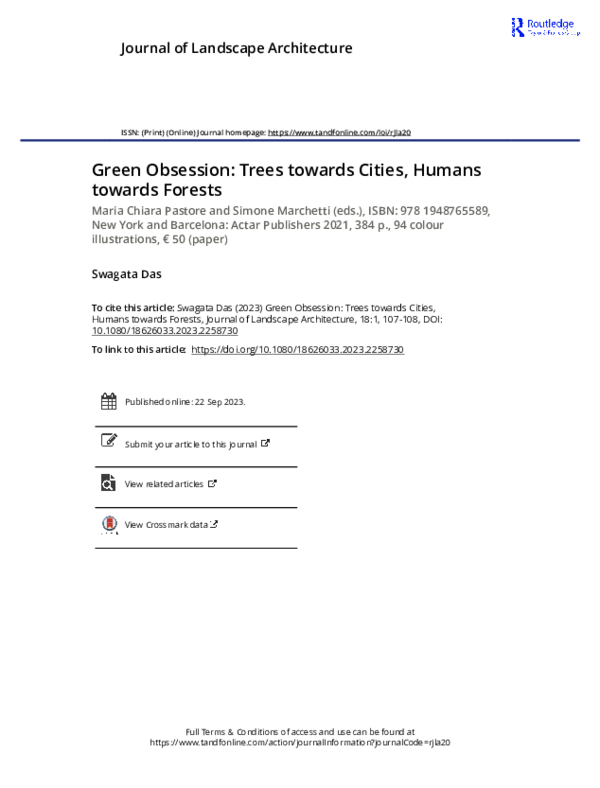 (PDF) Green Obsession Trees towards Cities Humans towards Forests