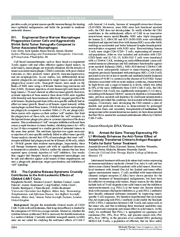(PDF) 513. Armed-Ad Gene Therapy Expressing PD-L1 Minibody Enhances the ...