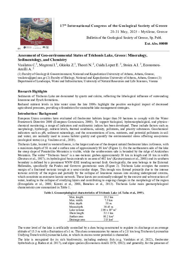 (PDF) Assessment of Geo-environmental Status of Trichonis Lake, Greece ...