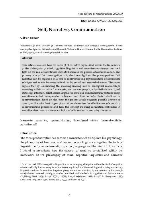 (PDF) Self, Narrative, Communication