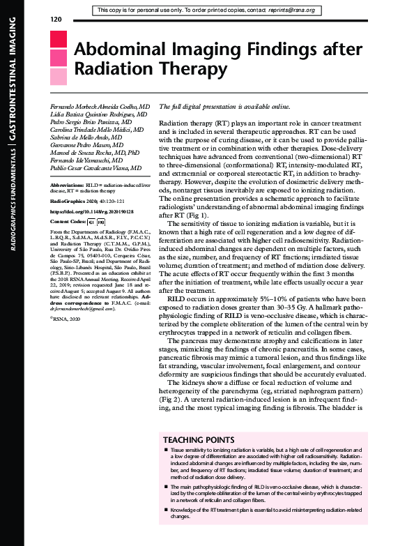 (PDF) Abdominal Imaging Findings after Radiation Therapy