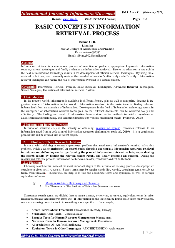 (PDF) BASIC CONCEPTS IN INFORMATION RETRIEVAL PROCESS