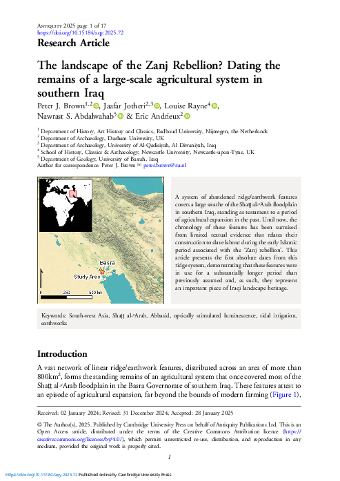(PDF) The landscape of the Zanj Rebellion? Dating the remains of a ...