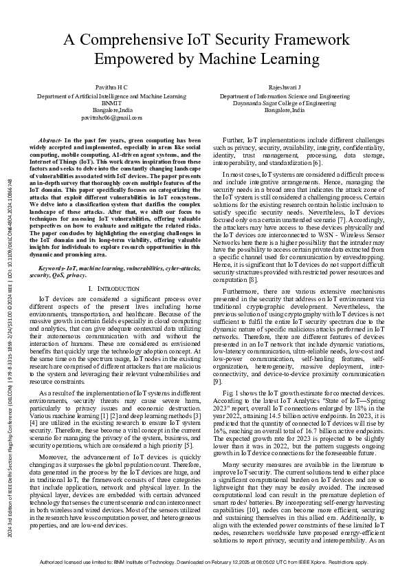 (PDF) A Comprehensive IoT Security Framework Empowered by Machine Learning