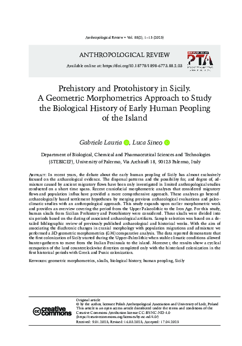 (PDF) Prehistory and Protohistory in Sicily. A Geometric Morphometrics ...