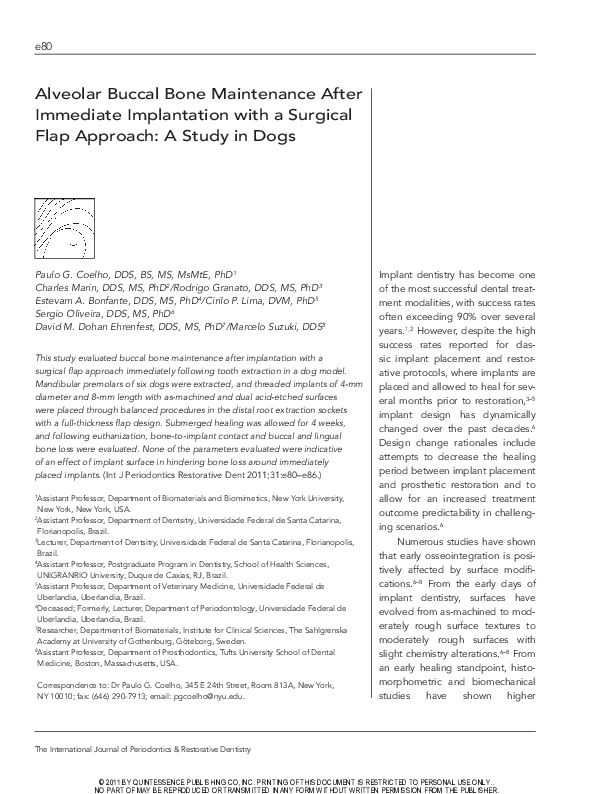 (PDF) Alveolar buccal bone maintenance after immediate implantation ...