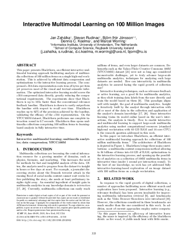 (PDF) Interactive Multimodal Learning on 100 Million Images