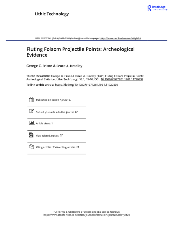 (PDF) Fluting Folsom Projectile Points: Archeological Evidence