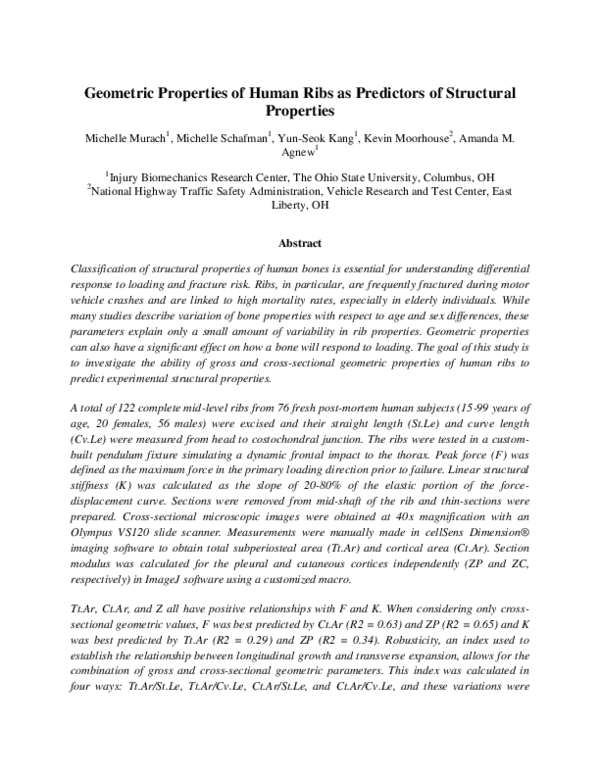 (PDF) Geometric properties of human ribs as predictors of structural ...