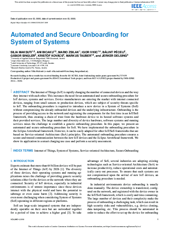 (PDF) Automated and Secure Onboarding for System of Systems