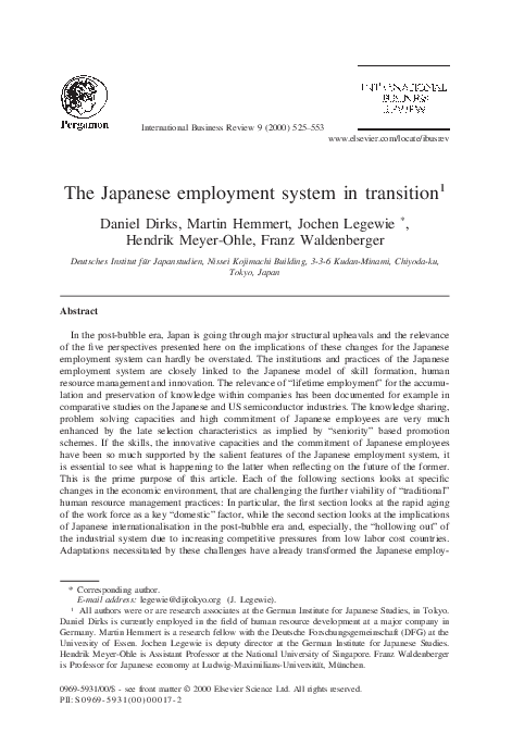 (PDF) The Japanese employment system in transition
