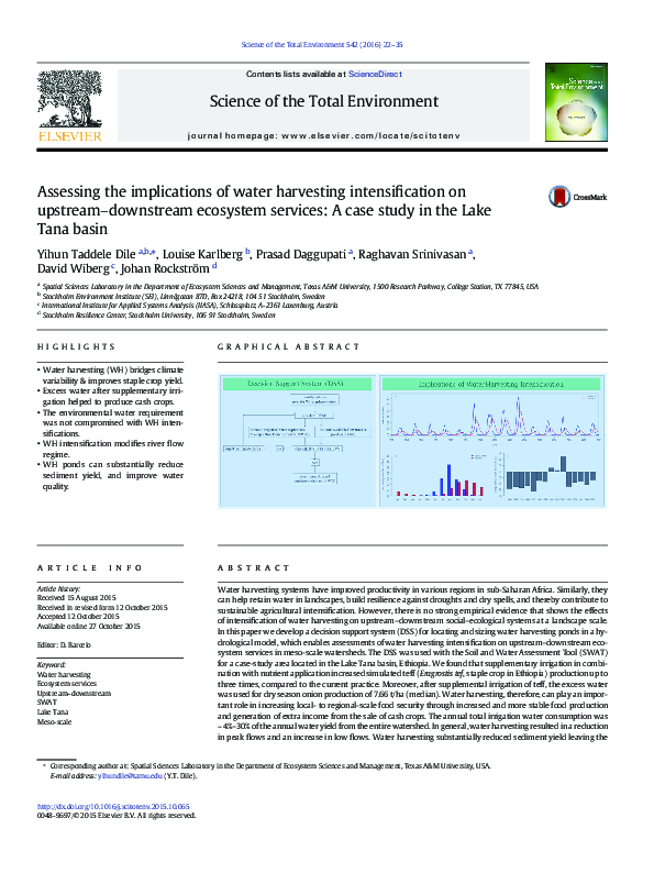 (PDF) Assessing the implications of water harvesting intensification on ...