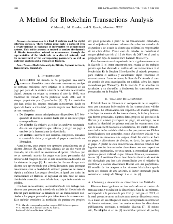 (PDF) A Method for Blockchain Transactions Analysis