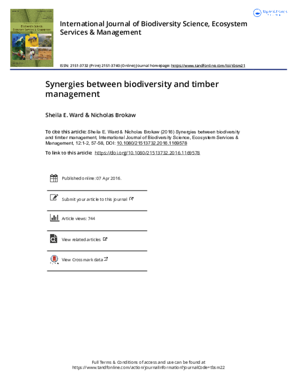 (PDF) Synergies between biodiversity and timber management