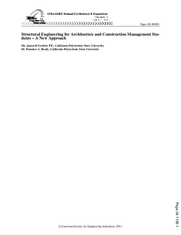 (PDF) Structural Engineering for Architecture and Construction Management Students – A New Approach