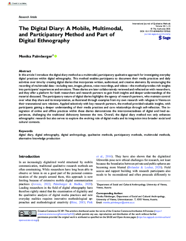 (PDF) The Digital Diary: A Mobile, Multimodal, and Participatory Method ...