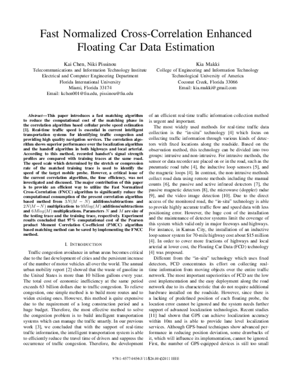 (PDF) Fast Normalized Cross-Correlation enhanced floating car data ...