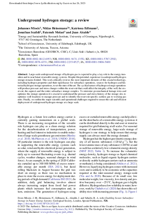 (PDF) Underground hydrogen storage: a review