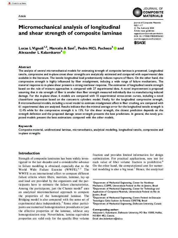 (PDF) Micromechanical analysis of longitudinal and shear strength of ...