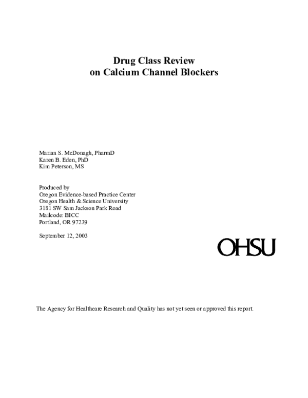 (PDF) Drug class review on calcium channel blockers