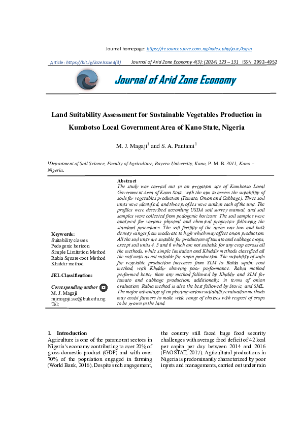 (PDF) Land Suitability Assessment for Sustainable Vegetables Production ...