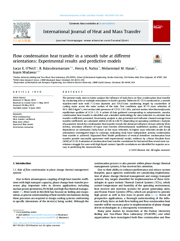(PDF) Flow condensation heat transfer in a smooth tube at different ...