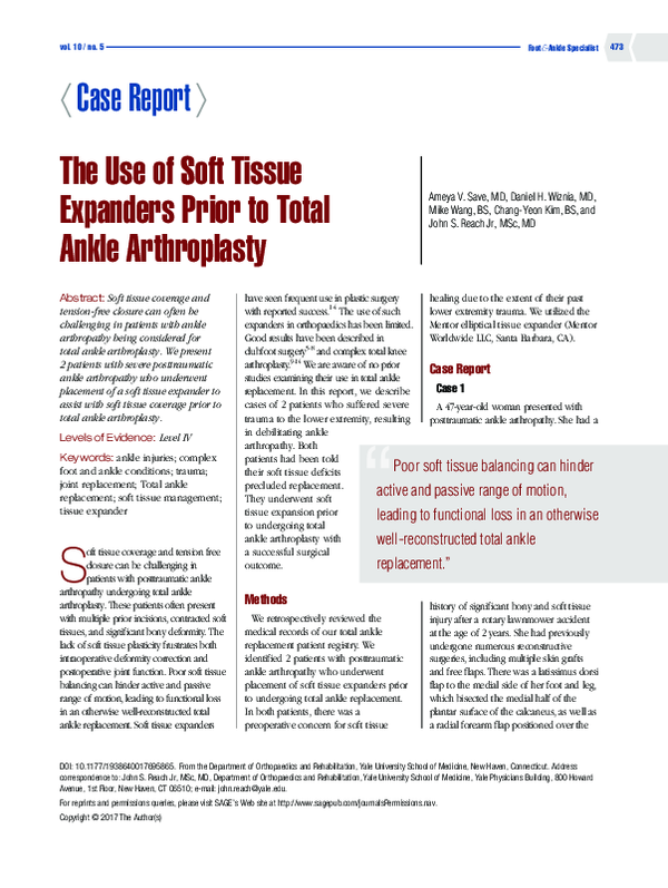 (PDF) The Use of Soft Tissue Expanders Prior to Total Ankle Arthroplasty