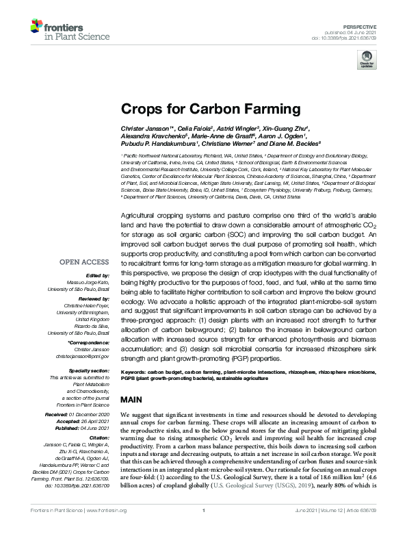 (PDF) Crops for Carbon Farming