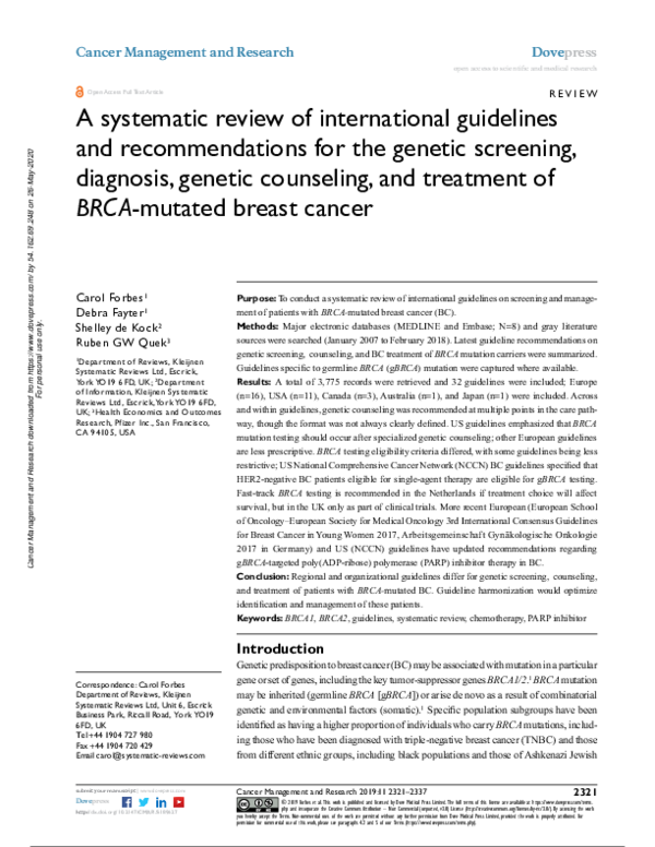 (PDF) A systematic review of international guidelines and ...