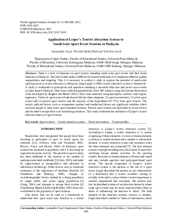 (PDF) Application of Leiper's tourist attraction system to small-scale ...