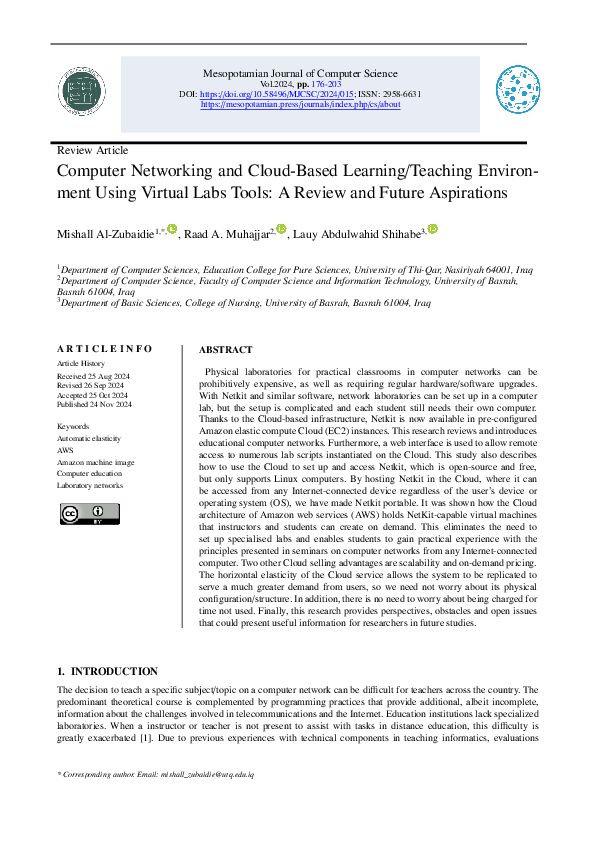 (PDF) Computer Networking and Cloud-Based Learning/Teaching Environment Using Virtual Labs Tools ...