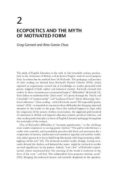 (PDF) Ecopoetics and The Myth of Motivated Form