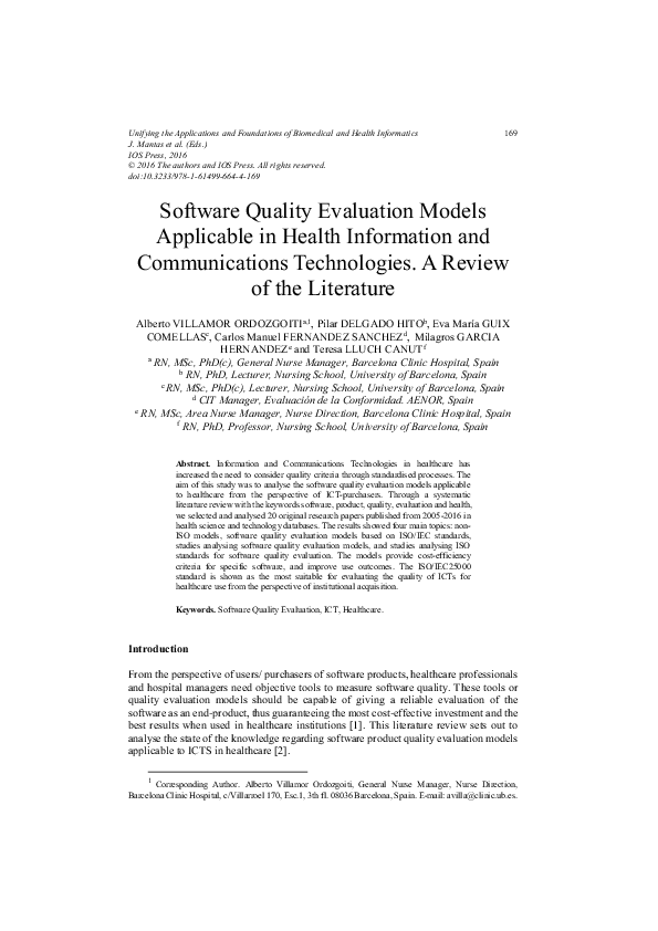 (PDF) Software Quality Evaluation Models Applicable in Health Information and Communications ...