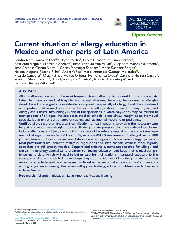 (PDF) Current situation of allergy education in Mexico and other parts ...