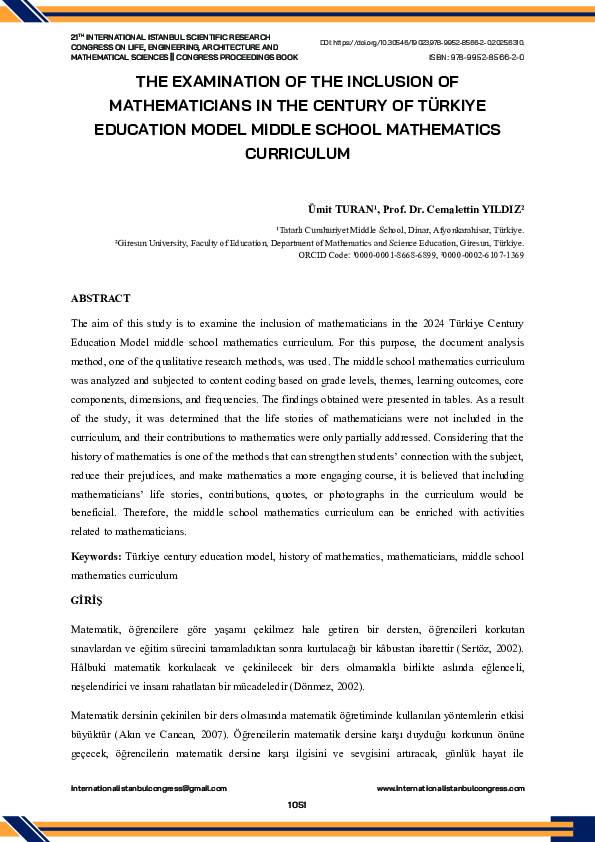 (PDF) THE EXAMINATION OF THE INCLUSION OF MATHEMATICIANS IN THE CENTURY ...