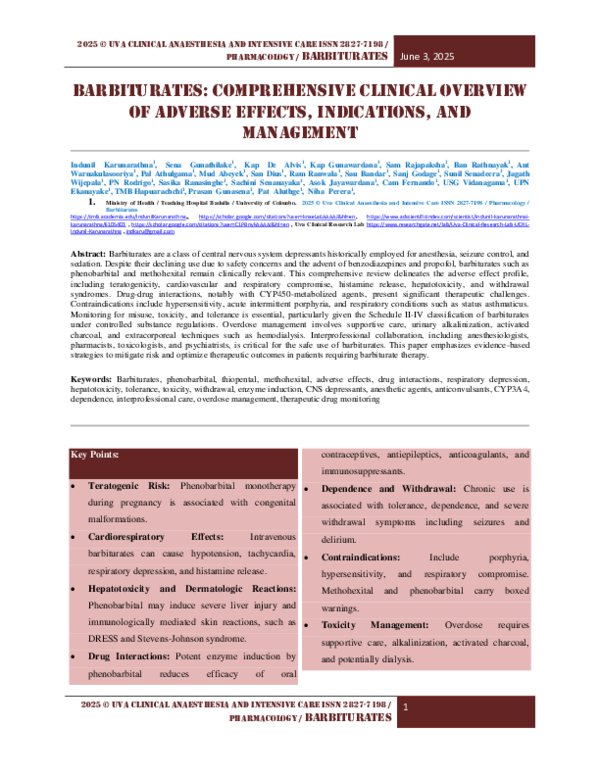 (PDF) Barbiturates: Comprehensive Clinical Overview of Adverse Effects ...