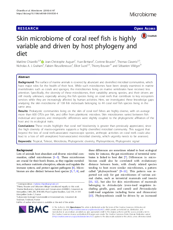(PDF) Skin microbiome of coral reef fish is highly variable and driven ...