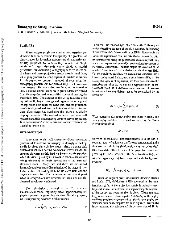 (PDF) Tomographic string inversion