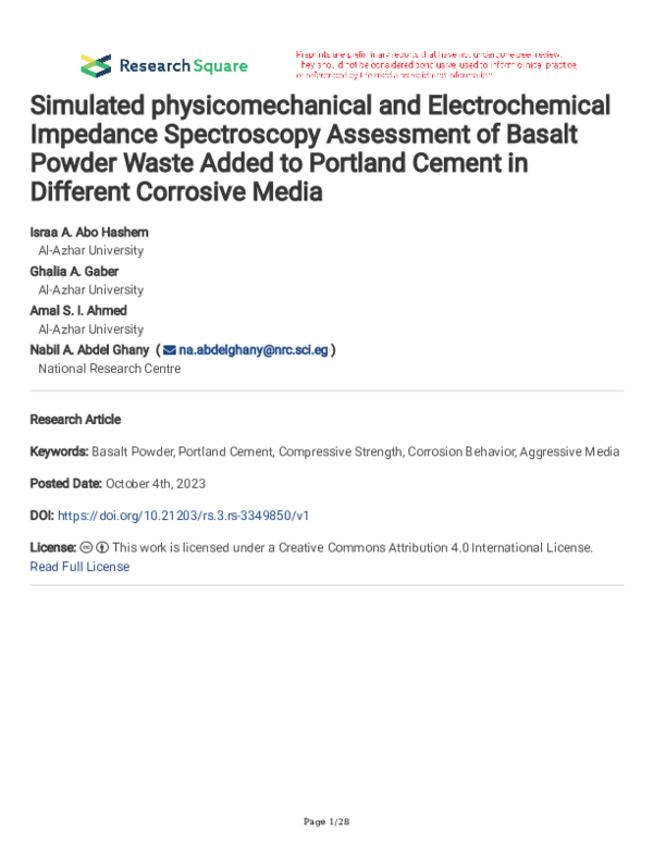 (PDF) Simulated physicomechanical and Electrochemical Impedance ...
