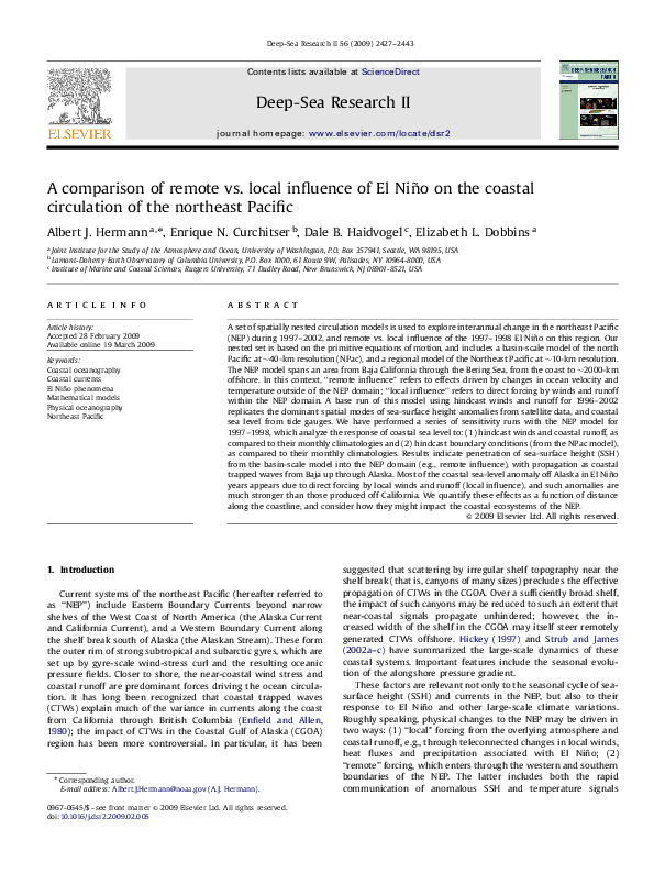 (PDF) A comparison of remote vs. local influence of El Niño on the ...