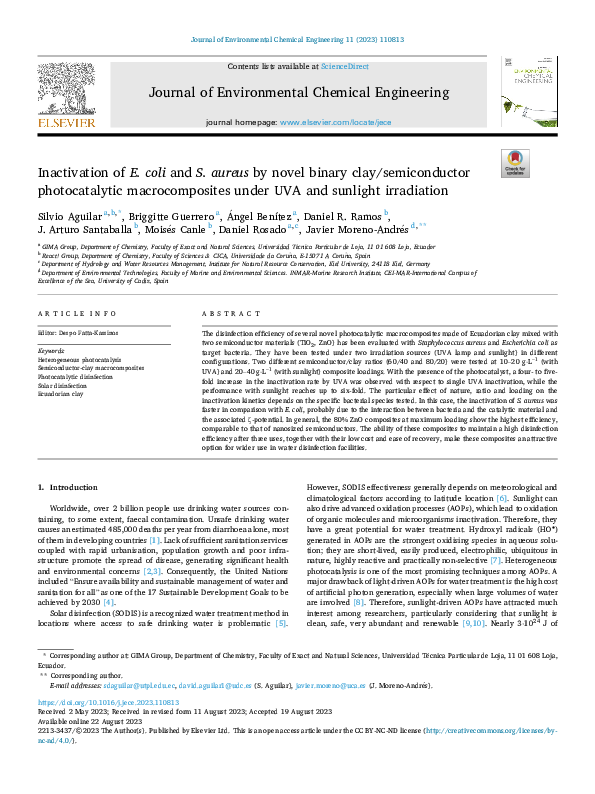 (PDF) Inactivation of E. coli and S. aureus by novel binary clay ...