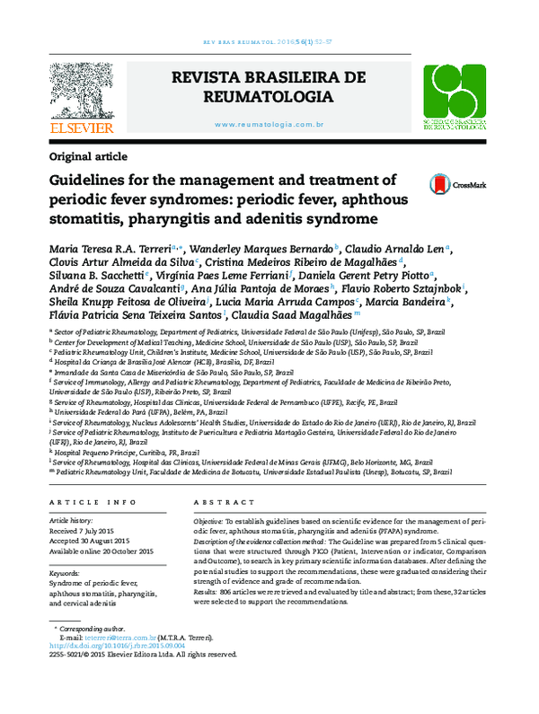 (PDF) Diretrizes de conduta e tratamento de síndromes febris periódicas ...