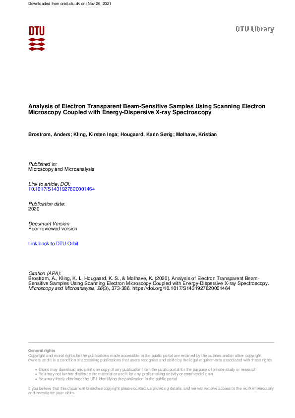 (PDF) Analysis of Electron Transparent Beam-Sensitive Samples Using ...