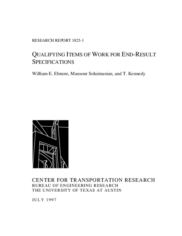 (PDF) Qualifying Items of Work for End-Result Specifications: Phases I ...