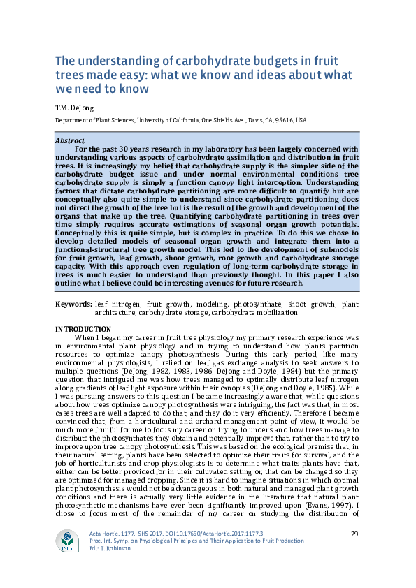(PDF) The understanding of carbohydrate budgets in fruit trees made ...