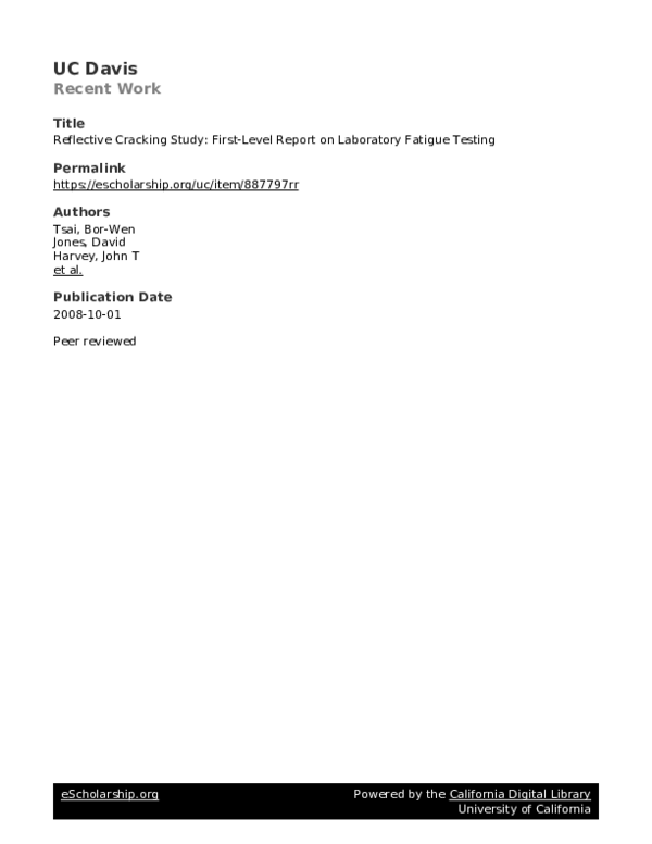 (PDF) Reflective Cracking Study: First-Level Report on Laboratory ...